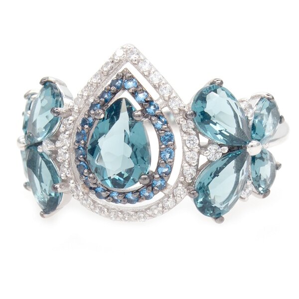 Кольцо, серебро, 925 проба, родирование, кристалл, фианит