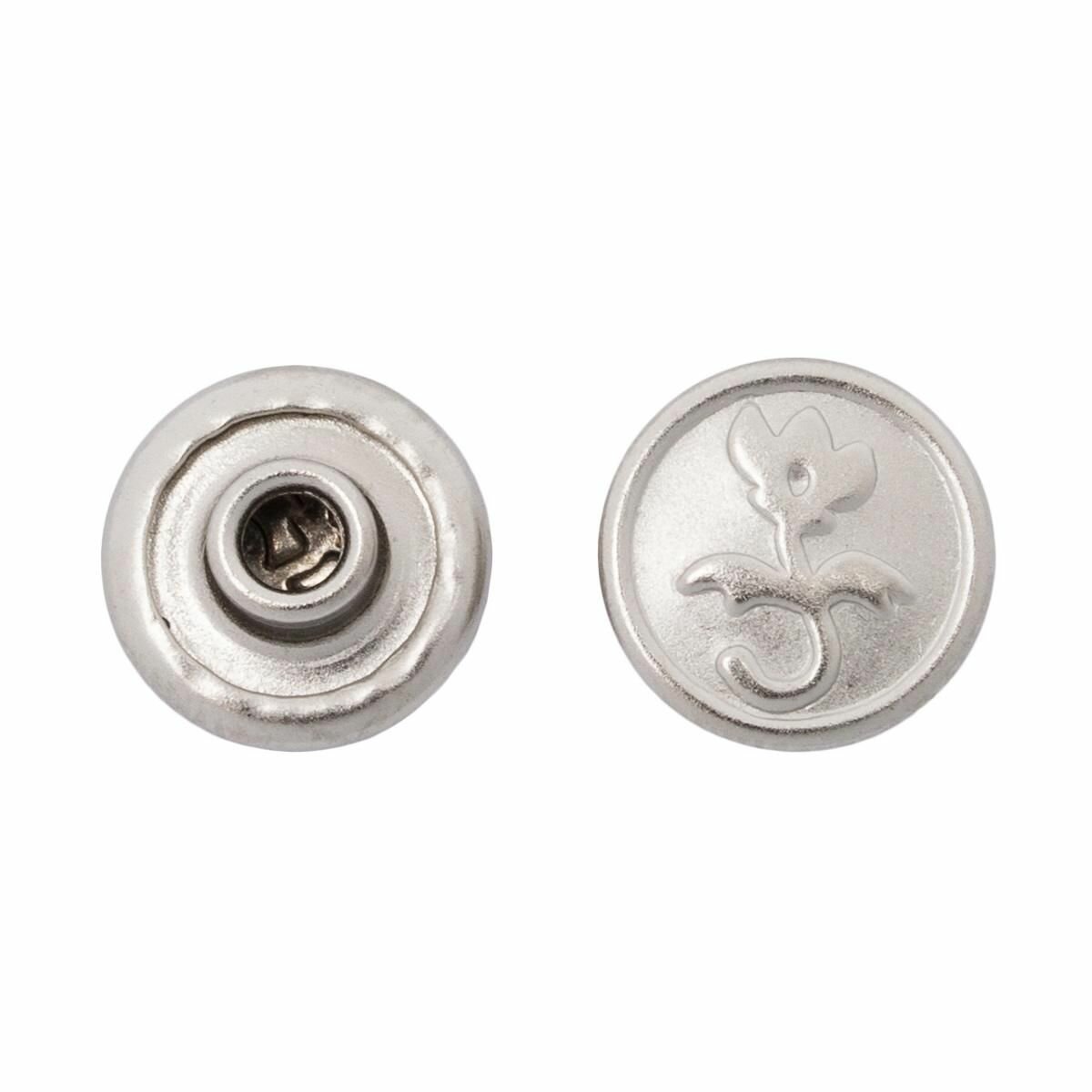 Хольнитен джинсовый BIG D 10 мм, "Цветок" цветной металл без гвоздя, серебристый, 100 шт (4219)