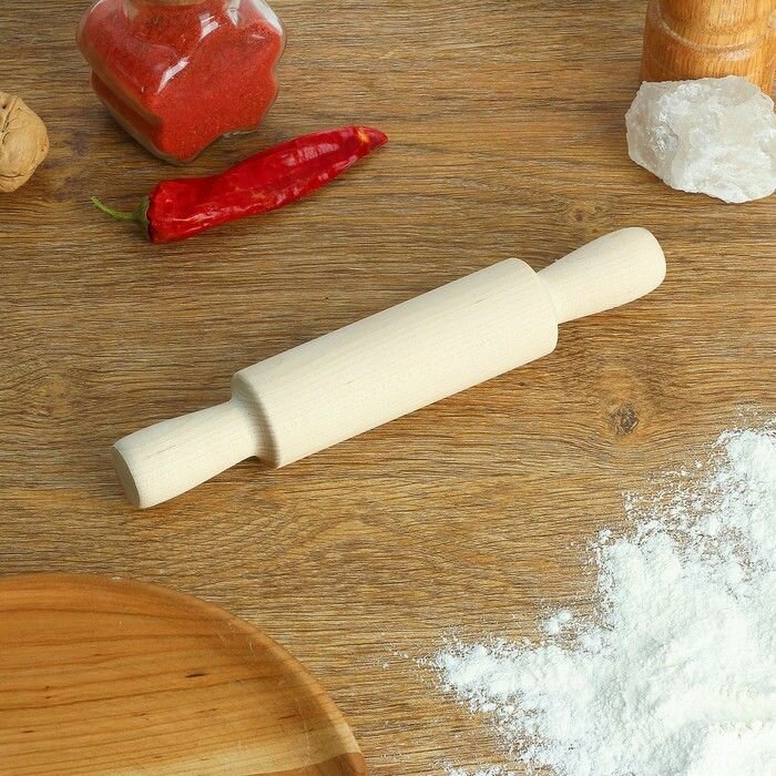 Скалка Доляна "Мини", береза, 20х3,5 см, дерево