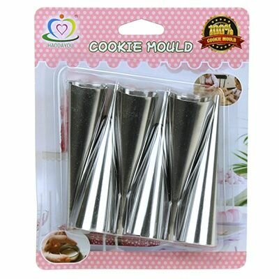 Форма для выпекания КНР из нержавеющей стали "Конус" для трубочек набор 6 штук 8,5 см, в блистере (D006)