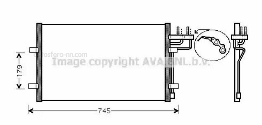AVA FDA5367 Радиатор кондиционера FORD FOCUS C-MAX 1.6, 1.6TDCi, 1.6Ti, 1.8, 2.0, 2.0TDCi (03>07), FOCUS II 1.4, 1.6, 1.6TDCi, 1.6Ti, 1.8 (03-)