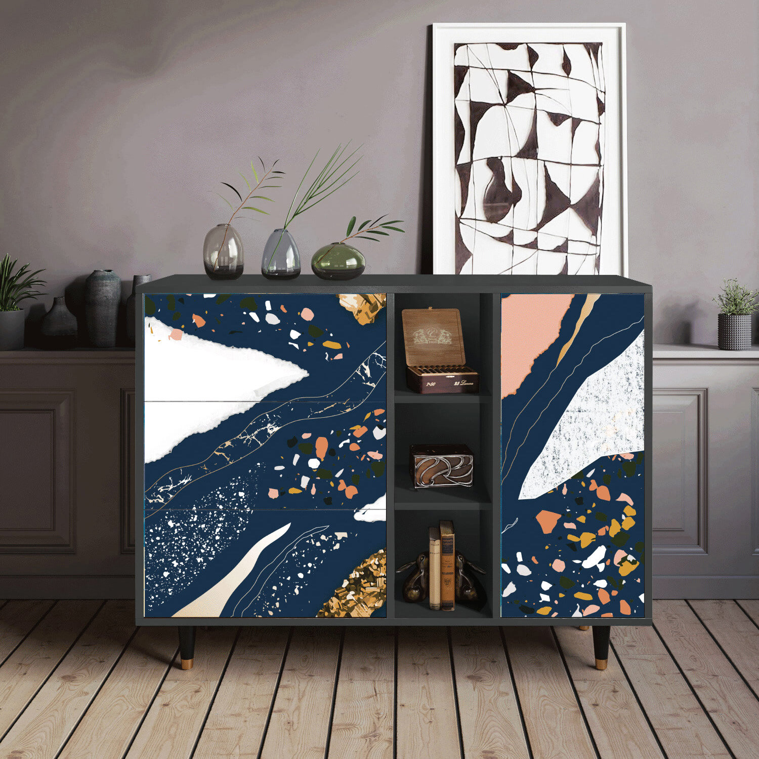 Комод - STORYZ - BS2 Nude Iceberg, Разер - 125 x 97 x 48 см , Цвет корпуса - Антрацит