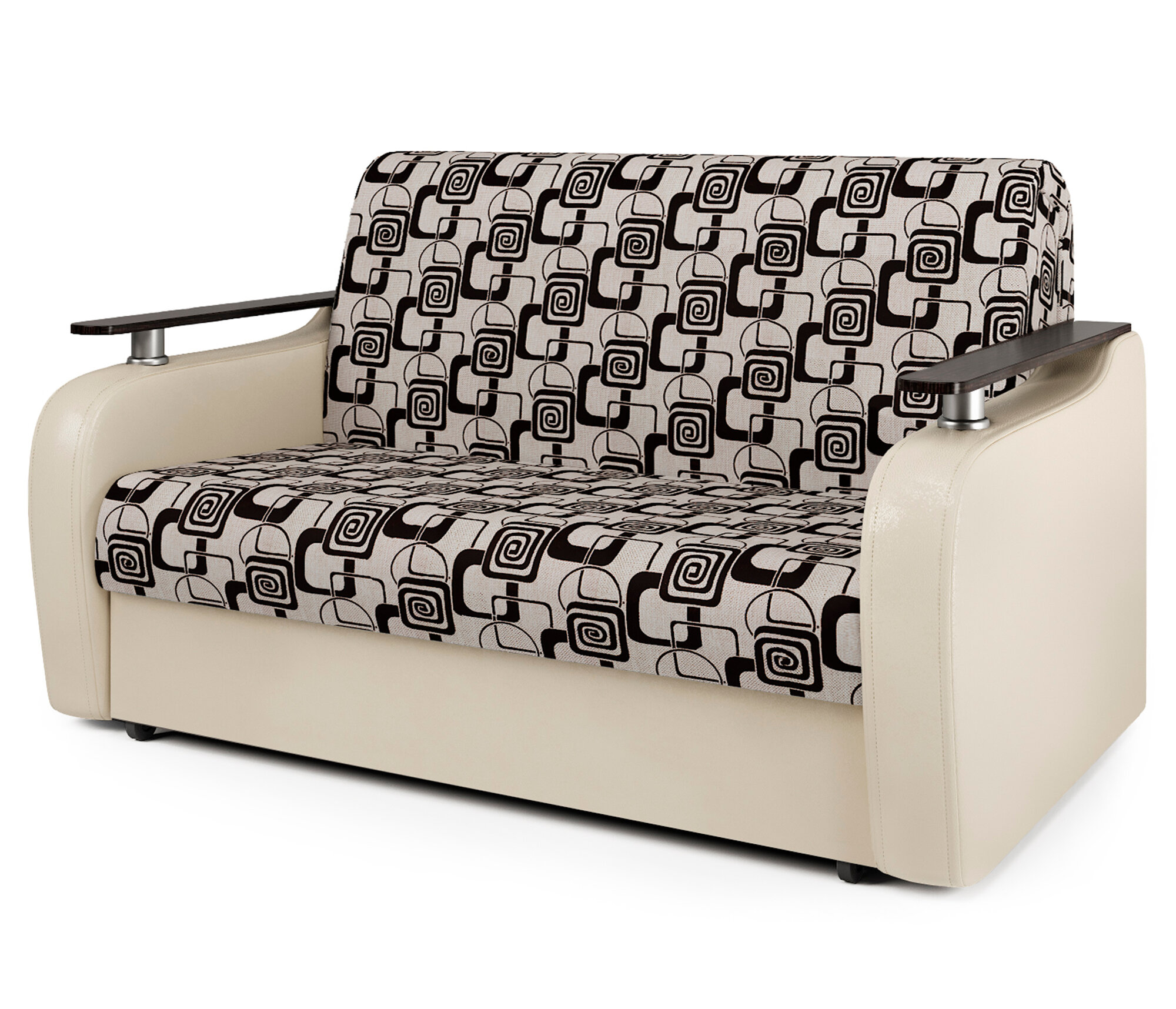 Диван-кровать Шарм-Дизайн Гранд Д 140х194 см, диван раскладной, аккордеон, прямой, экокожа бежевый и ромб