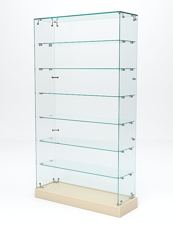 Витрина стеклянная "истра ХИТ продаж" №10 (без дверок, задняя стенка - стекло), Крем Вайс