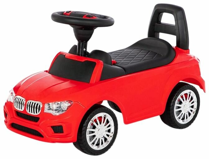 Машинка-каталка "SuperCar №5" со звуковым сигналом, толокар-пушкар со спинкой, развивающая игрушка для малышей, детская каталка для дома и улицы, цвет красный