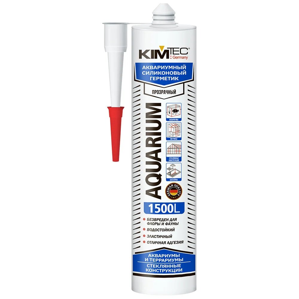 Силиконовый герметик для аквариума KIM TEC 1500L бесцветный 280 мл, аквариума 1500l