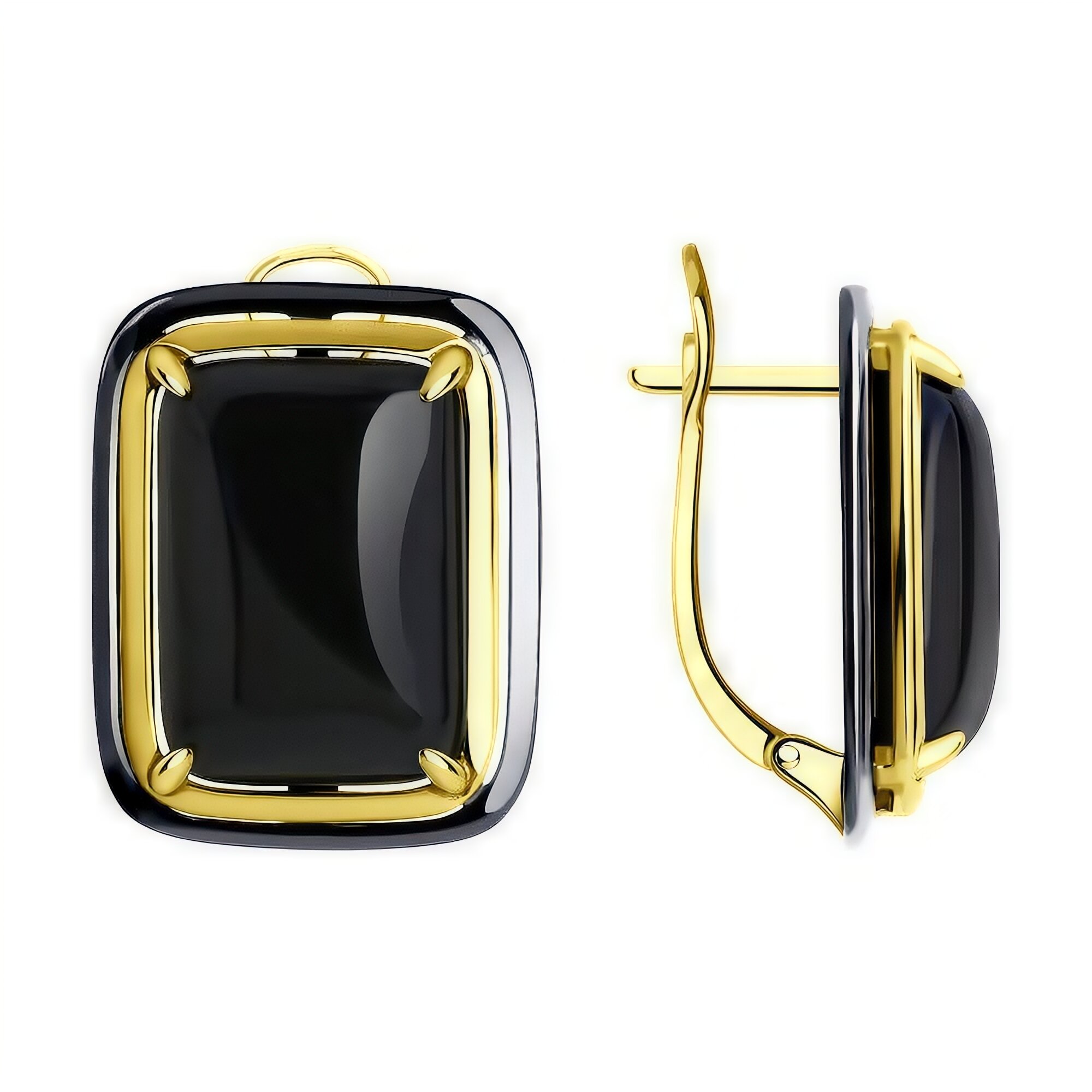 Серьги, серебро, 925 проба, золочение, агат