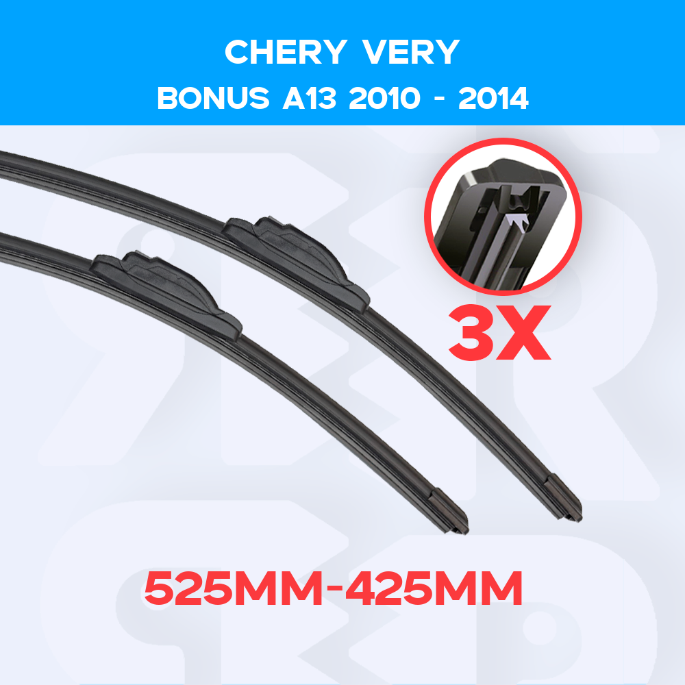 Дворники для (Чери Вери) Chery Very/Bonus A13 2010-2014 (530мм-430мм) комплект 2 шт.