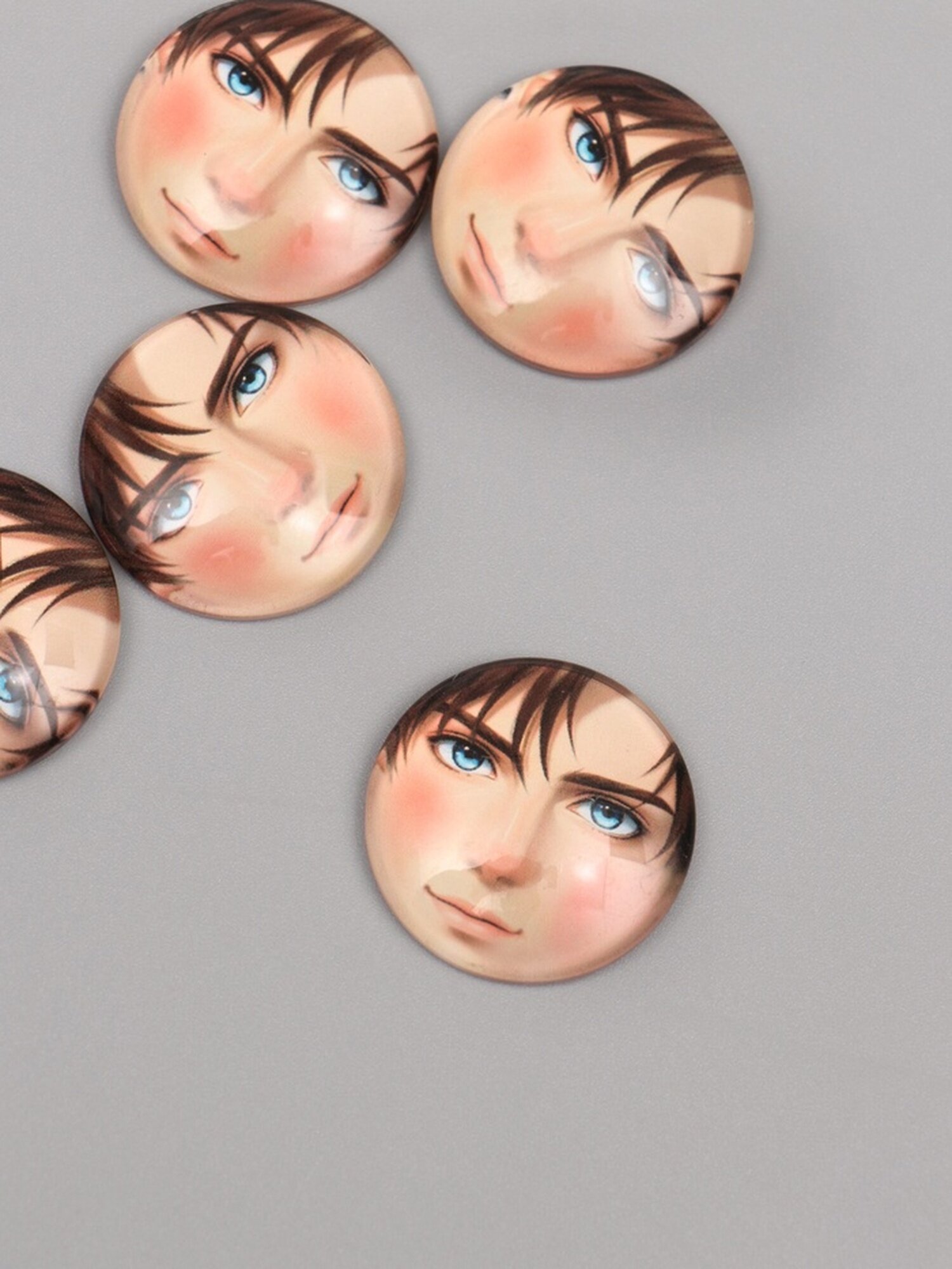 Кабошон Арт Узор "Круг. Парень", стекло, 3x3 см, разноцветный, 5 шт.