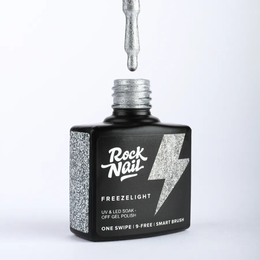 Гель-лак RockNail №340 Freezelight (Silver Flash) 10 мл