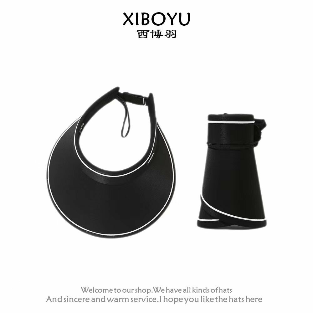 Шляпа, женская, складная, с большими полями, черная, конфетная