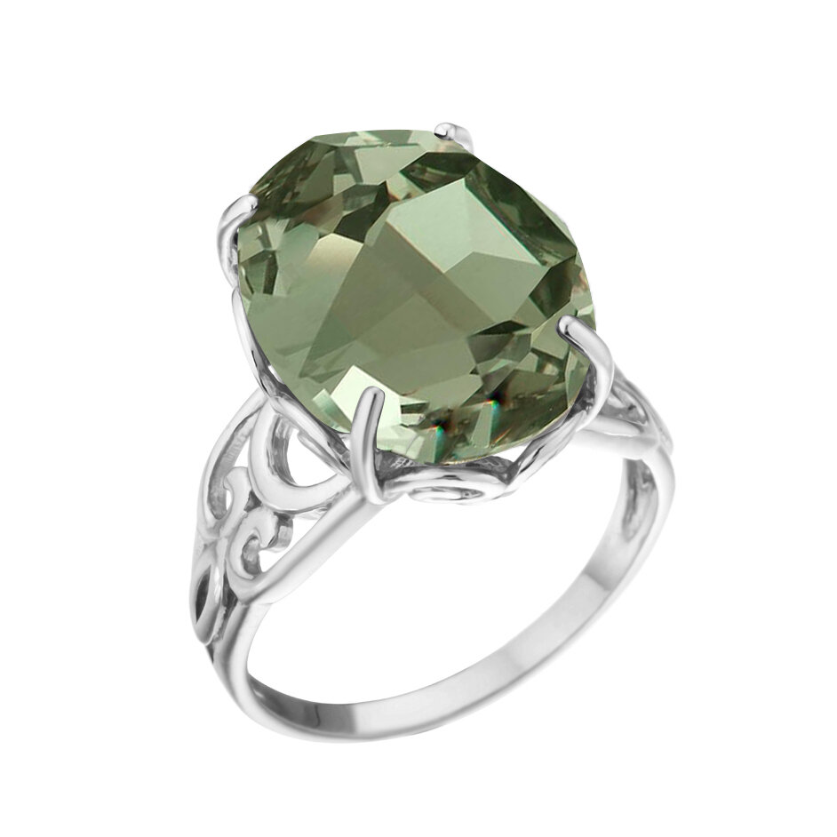 Перстень, серебро, 925 проба, родирование, кристалл