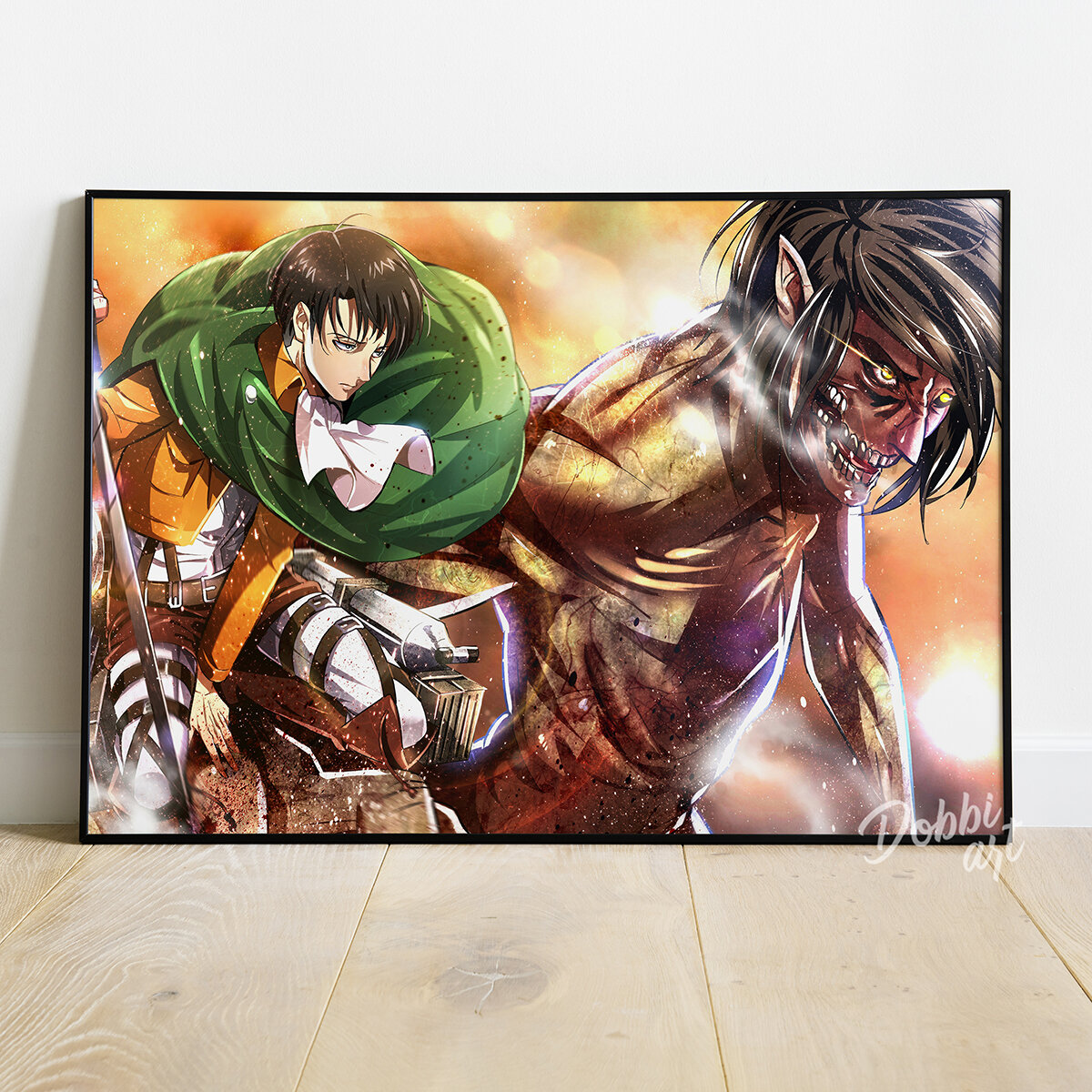 Постер Атака Титанов 60х80 см без рамы/ Постер Аниме Манга Attack on Titan Леви Эрен/ Плакат интерьерный, в подарок, день рождения