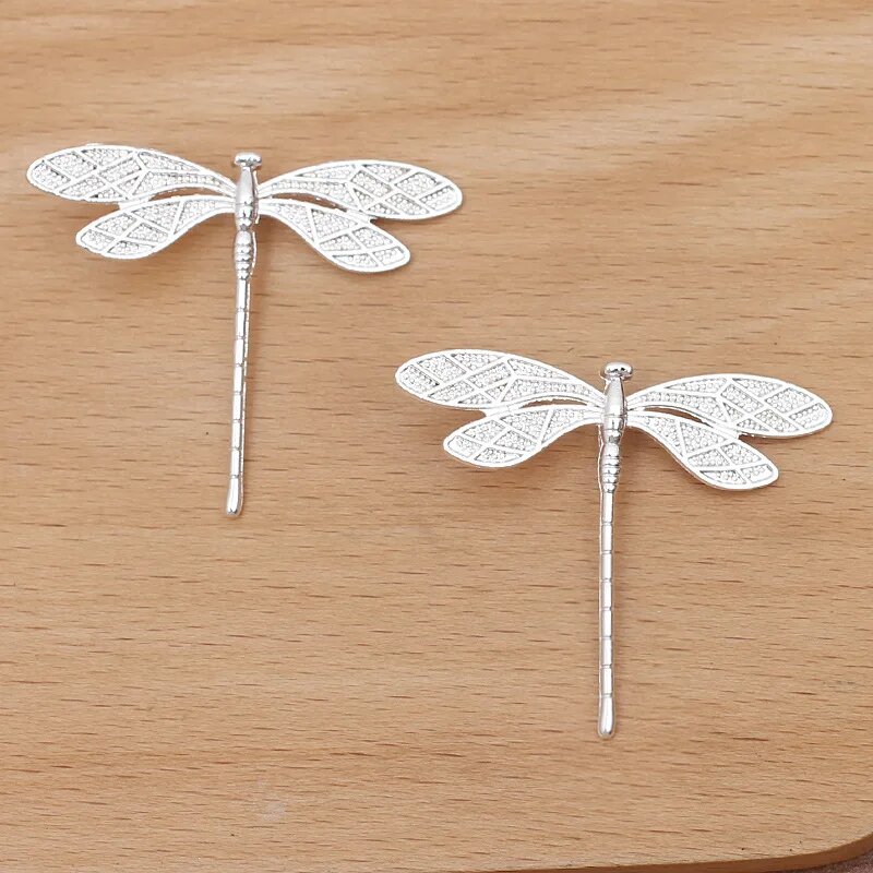 Металлические кулоны со стрекозами KC Золотой/Серебряный 20 шт Silver Plated