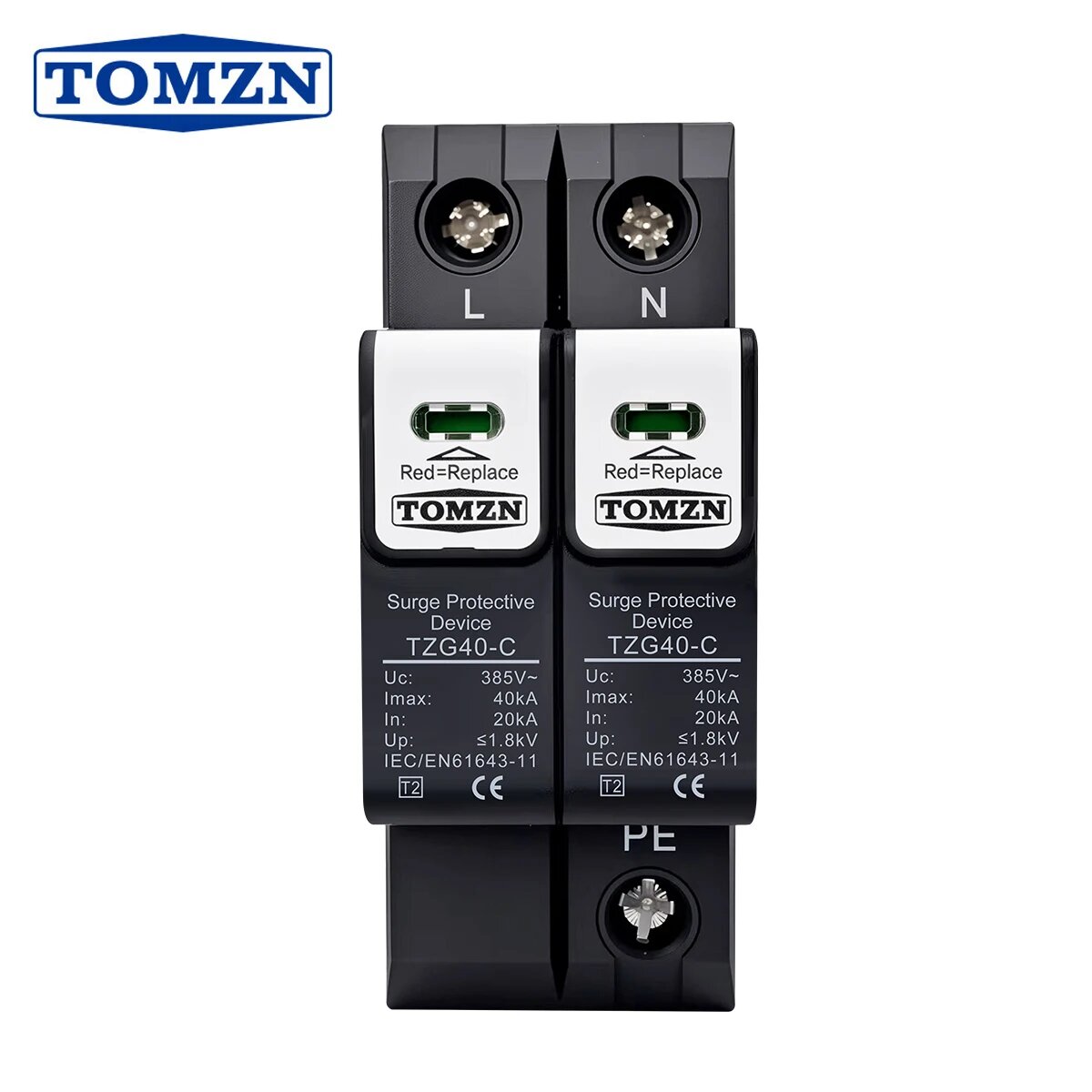 Защитник от перенапряжения TOMZN TZG40-C 2P 2P 275VAC, 30-60kA