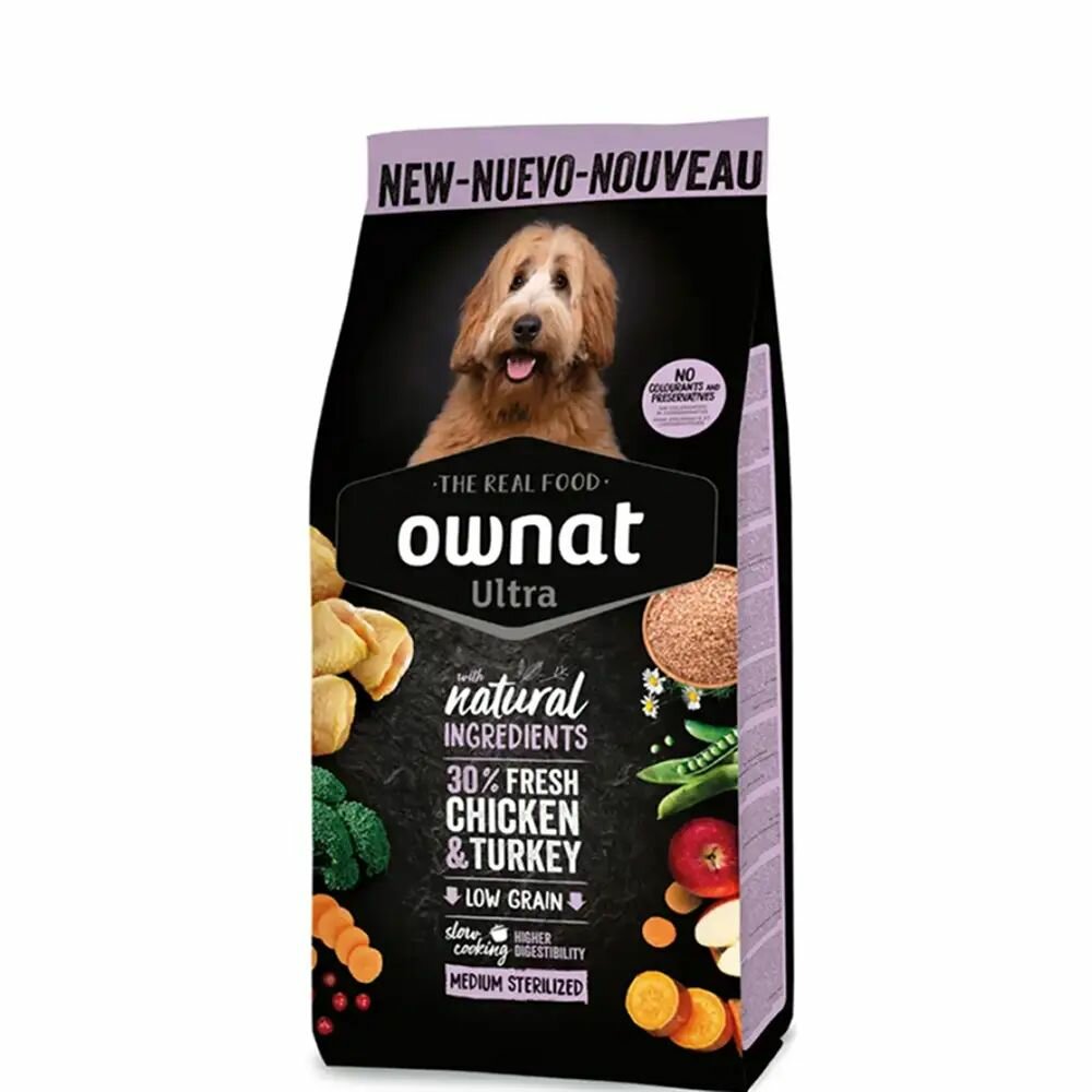 Ownat Medium Sterilized Ultra Сухой корм для стерилизованных собак средних пород, 3 кг