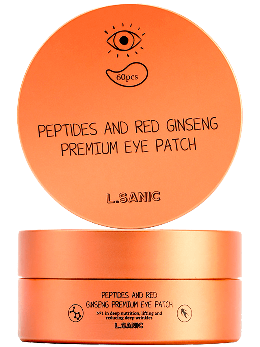 Гидрогелевые патчи для области вокруг глаз с пептидами и экстрактом красного женьшеня, 60 шт, L.SANIC