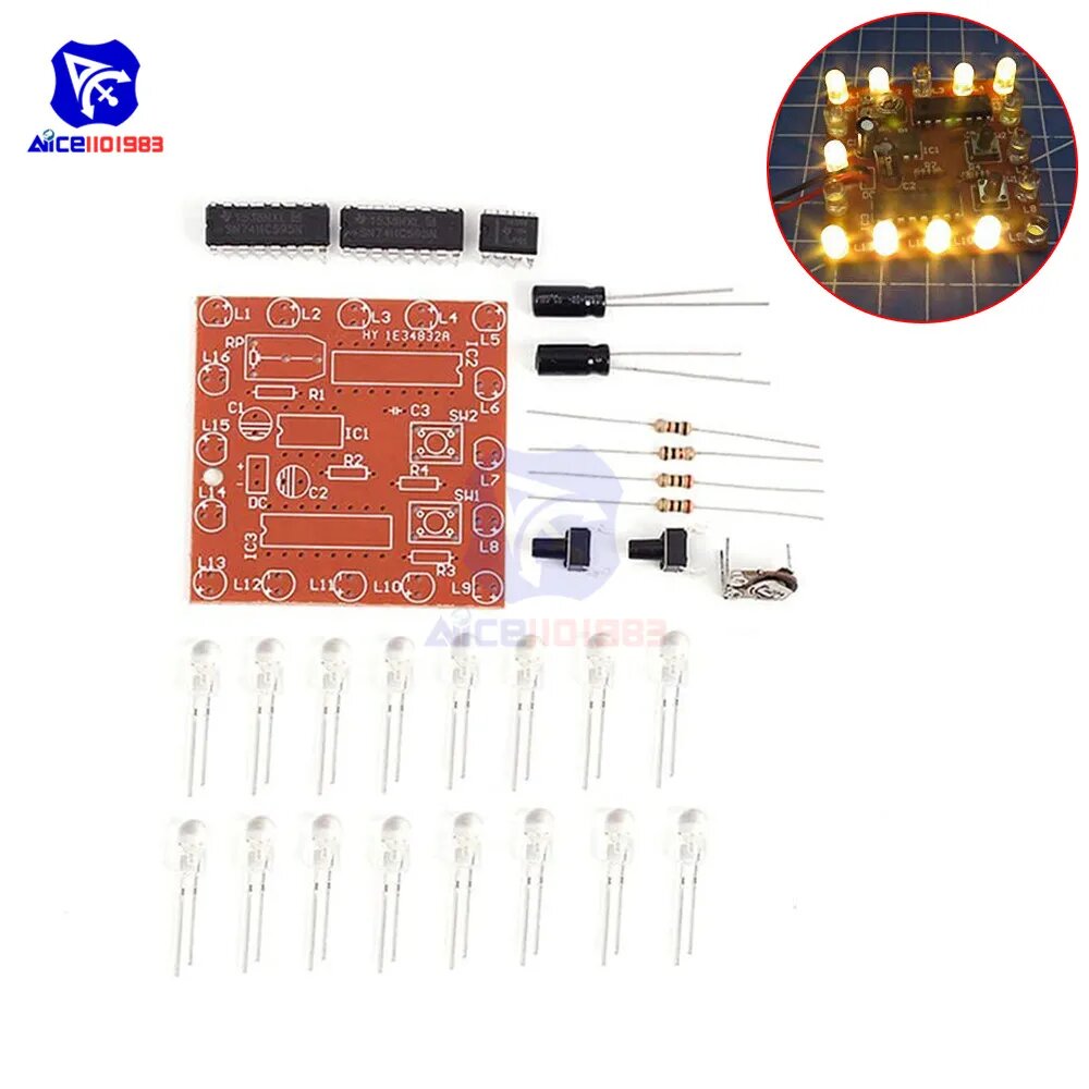 Diymoe NE555 74HC595 16-канальный светодиодный модуль освещения