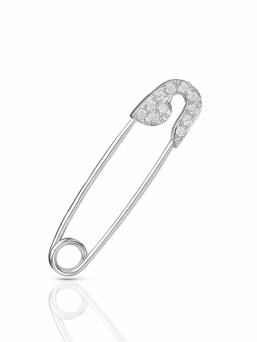 Брошь, серебро, 925 проба, фианит