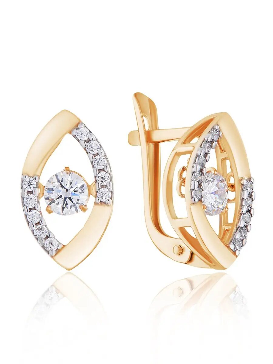 Серьги, серебро, 925 проба, фианит