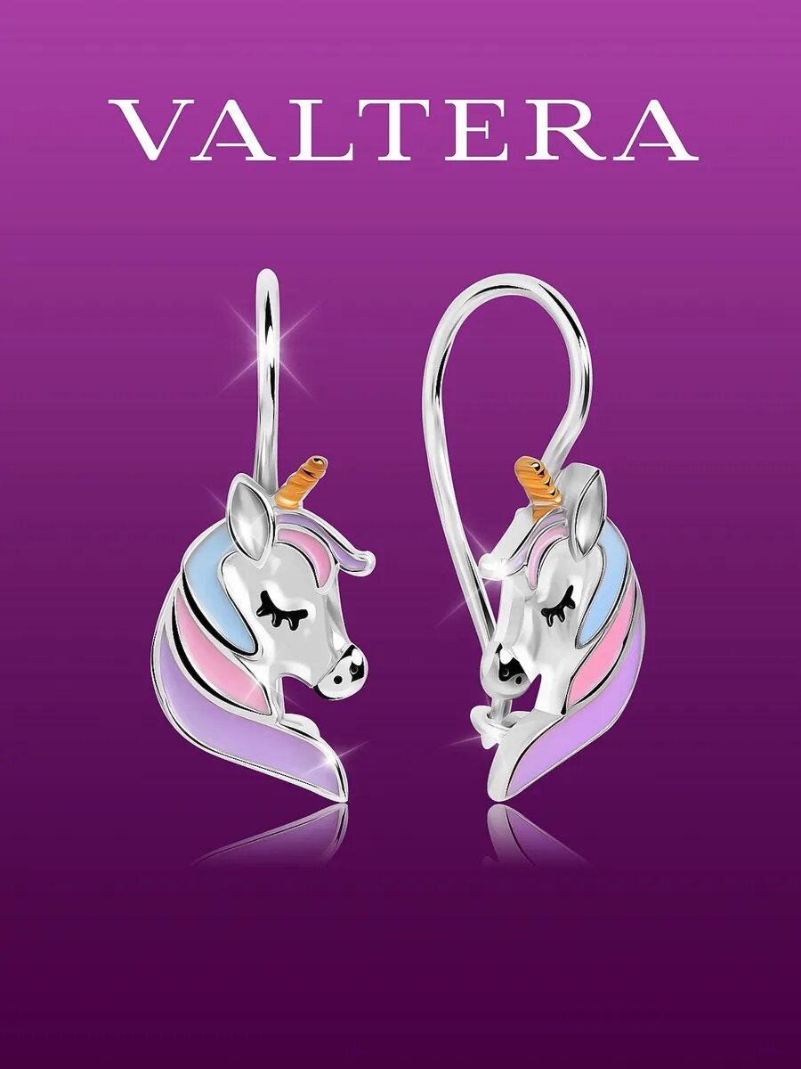 Серьги VALTERA, серебро, 925 проба, эмаль