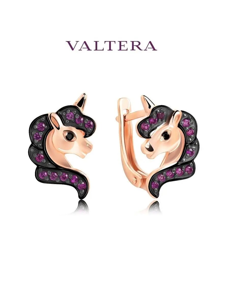 Серьги, серебро, 925, 585 проба, золочение, фианит, корунд