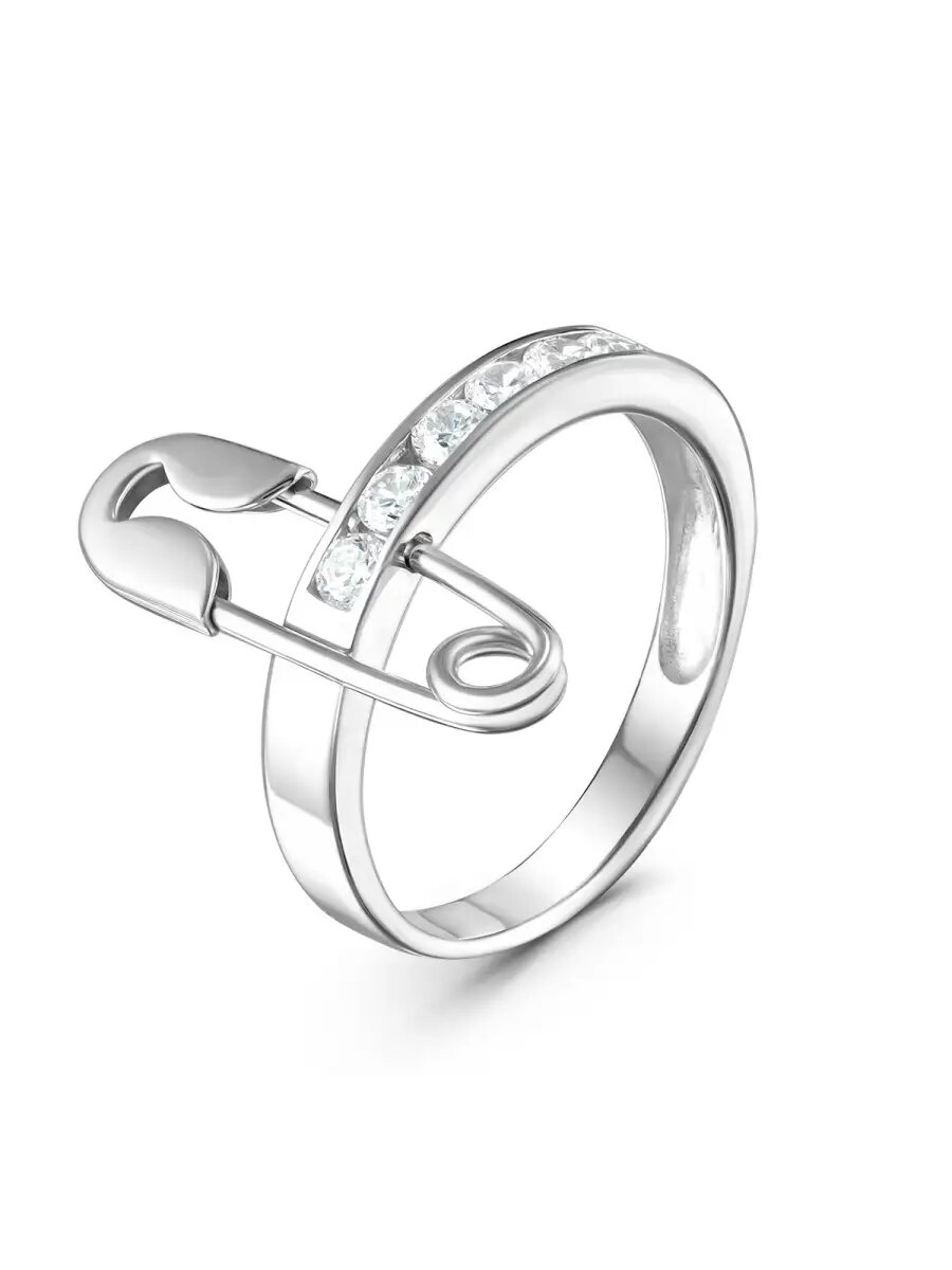 Кольцо тонкое, серебро, 925 проба, фианит