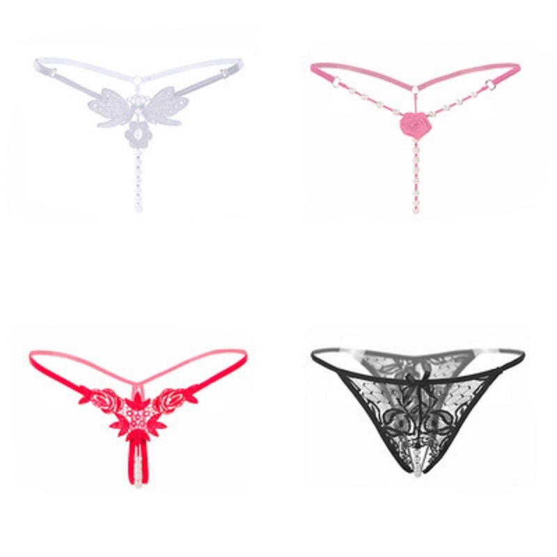 Lady's dream Женские стринги с функцией жемчужного массажа, полностью прозрачные, с сексуальным вырезом, подходят для веса 40-80 кг, упаковка 4 шт.