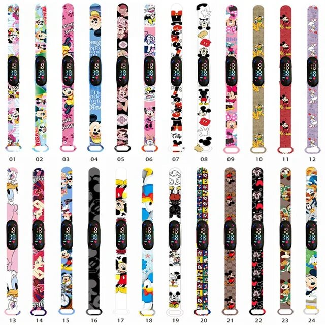 Браслет с изображением Микки и Минни Маус из мультфильма «Холодное сердце» с Дональдом Даком и светодиодными сенсорными часами для детей и школьников, спортивные электронные часы с мультяшным принтом, подарочная игрушка