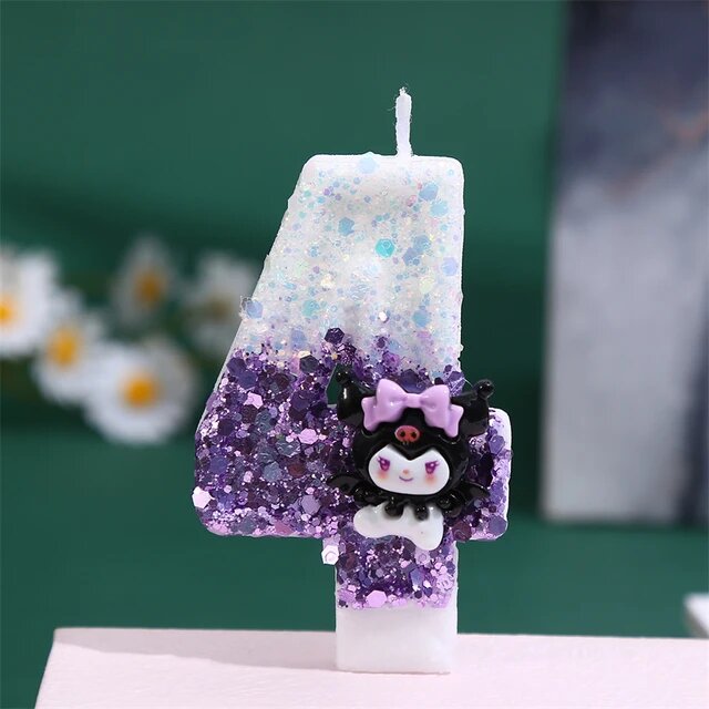 Цифровая мультяшная Куроми фиолетовая цифровая вечеринка ручной работы, торт ко дню рождения, свечной торт, плагин для вставки, намазка на торт