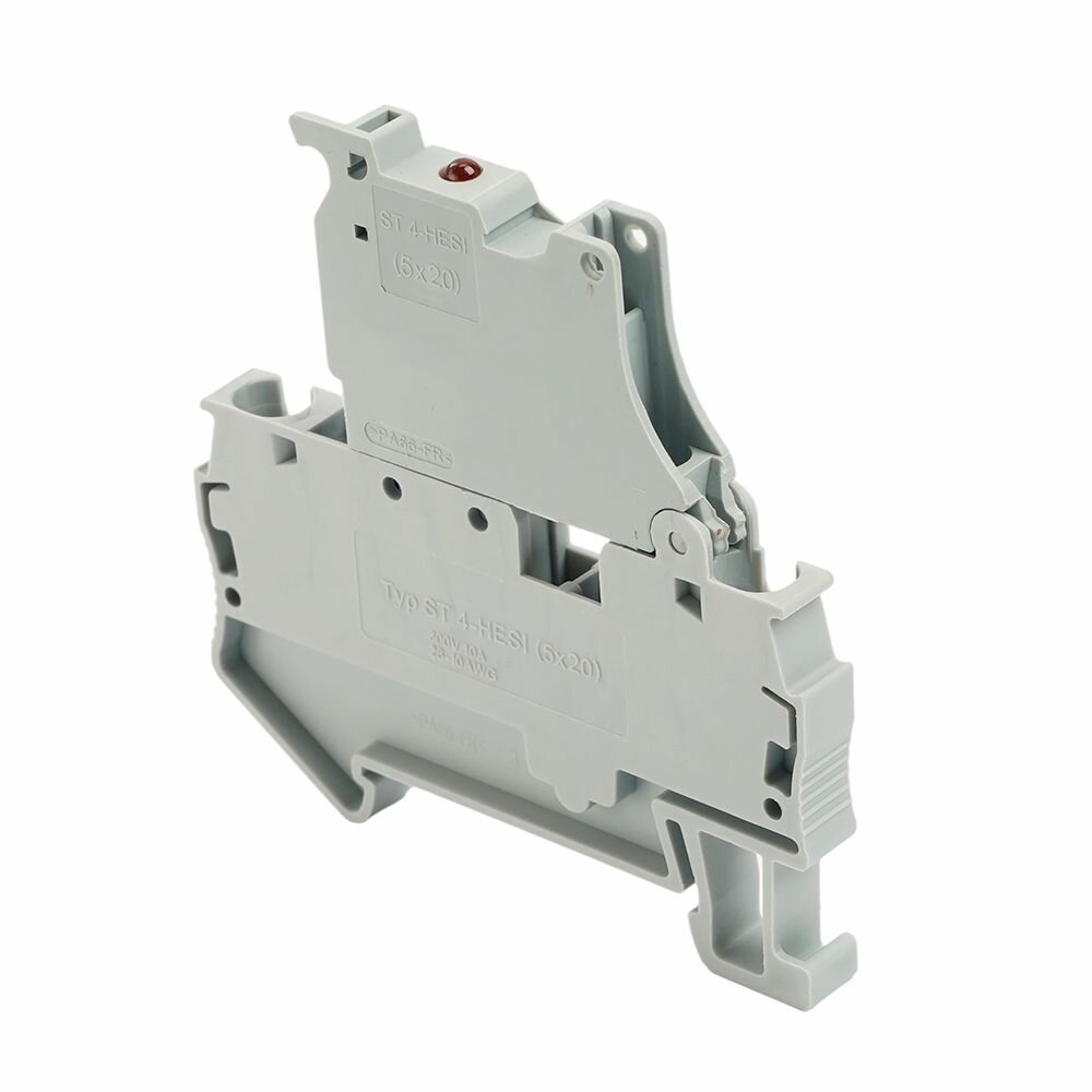 Набор из 10 штук Зажим пружинный STEKKER 2-проводной проходной 4,0 мм (JXB ST 4) с размыкателем и предохранителем с индикатором, LD552-1-01, серый