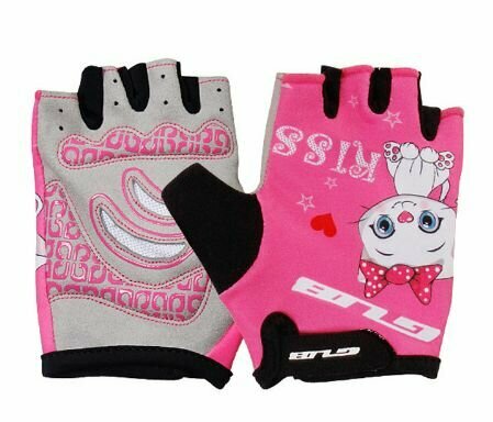 Перчатки Детские Велосипедные Дышащие Полупалые Спорт Розовый Кот S M