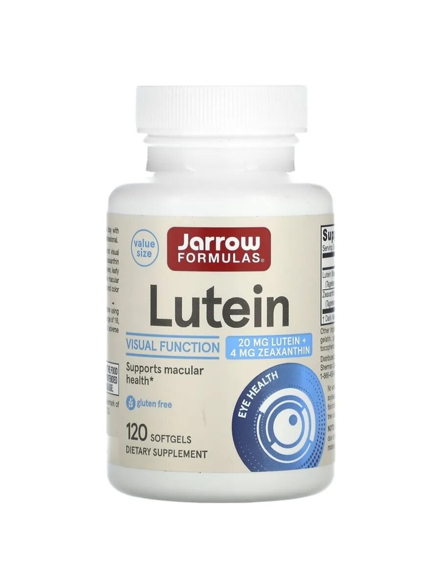 Лютеин, Витамины для глаз и зрения, Jarrow Formulas Lutein 20 mg 120 капсул