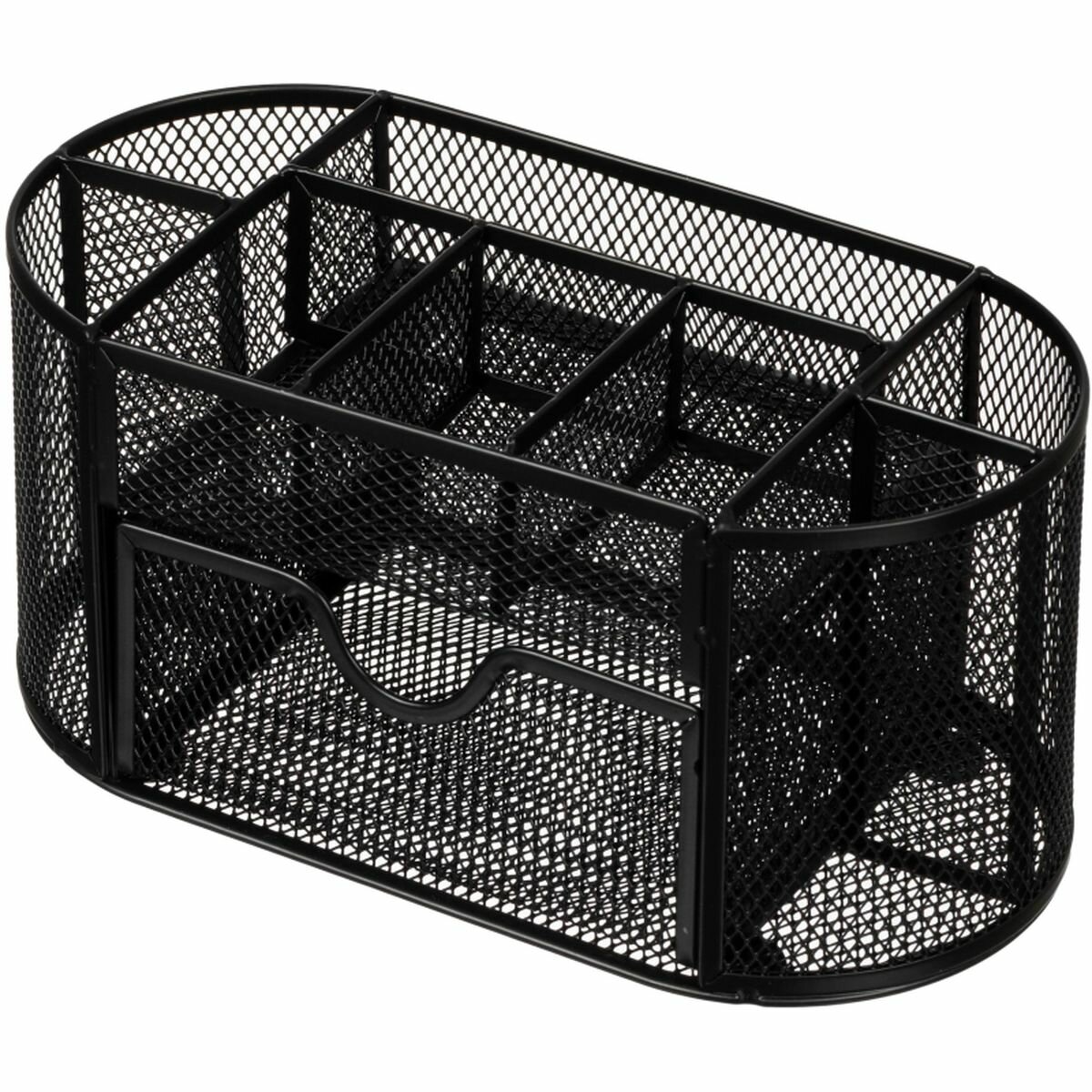 Подставка для канцелярских принадлежностей Комус, 9 отделений, металл. сетка, черная (2115187)