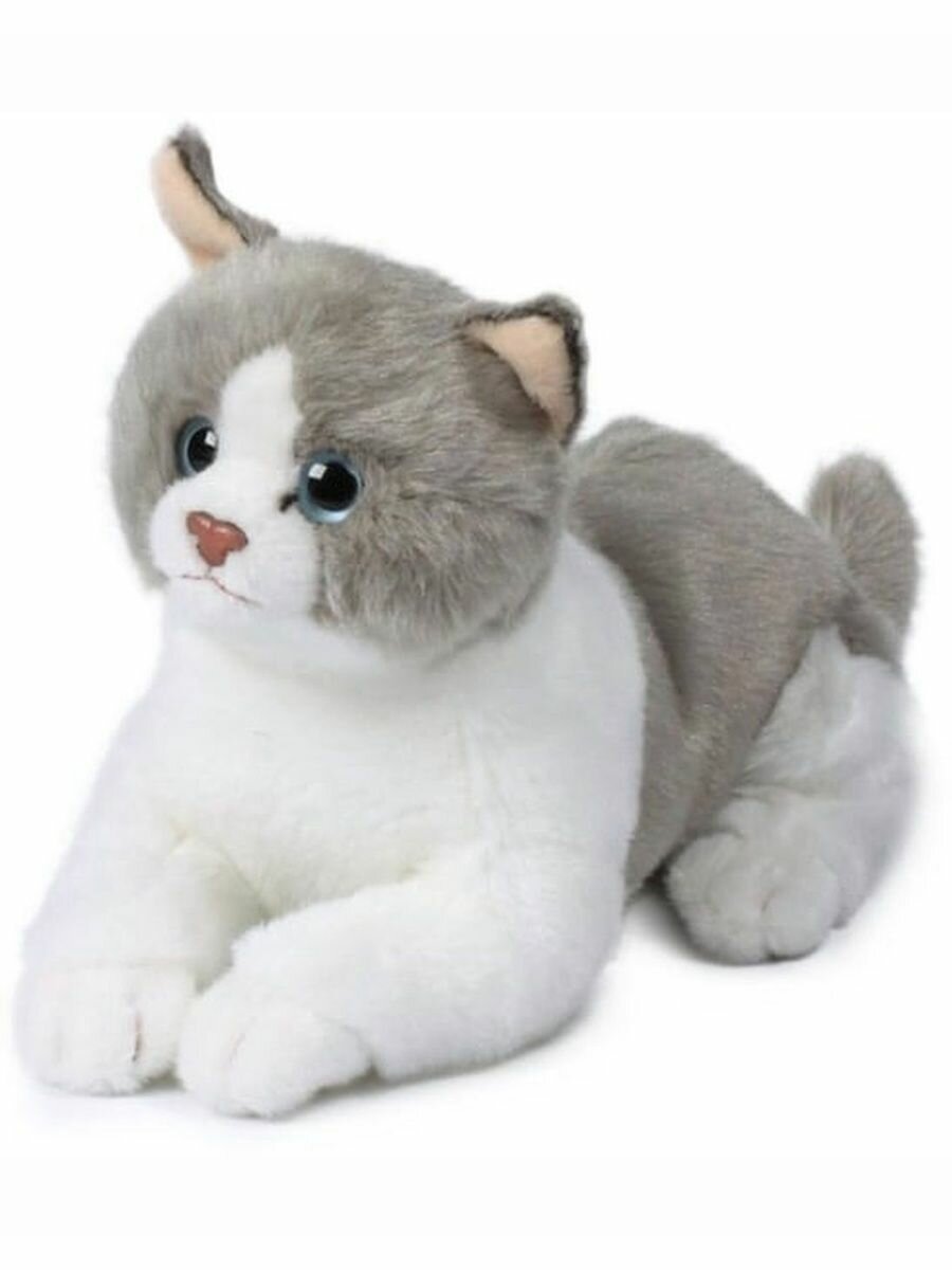 Anna Club Plush Кот Рэгдолл серо-белый, лежит 20 см.