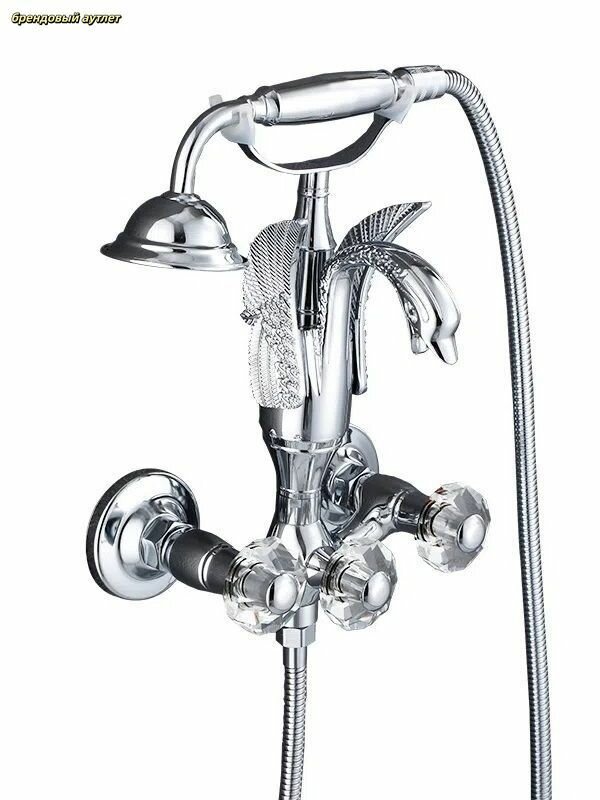 Смеситель для ванны, европейский стиль легкой роскоши, форма лебедя, хрустальная ручка, латунь, для горячей и холодной воды, устанавливается на стену