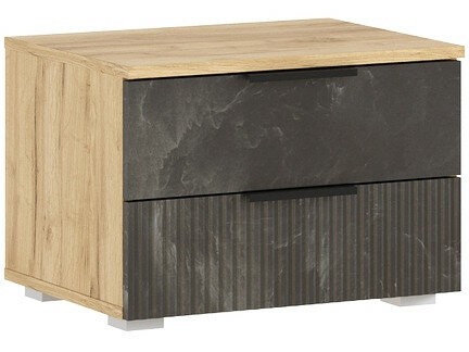 Тумбы прикроватные с двумя ящиками, 2шт в комплекте, Дуб крафт/Мальта грей