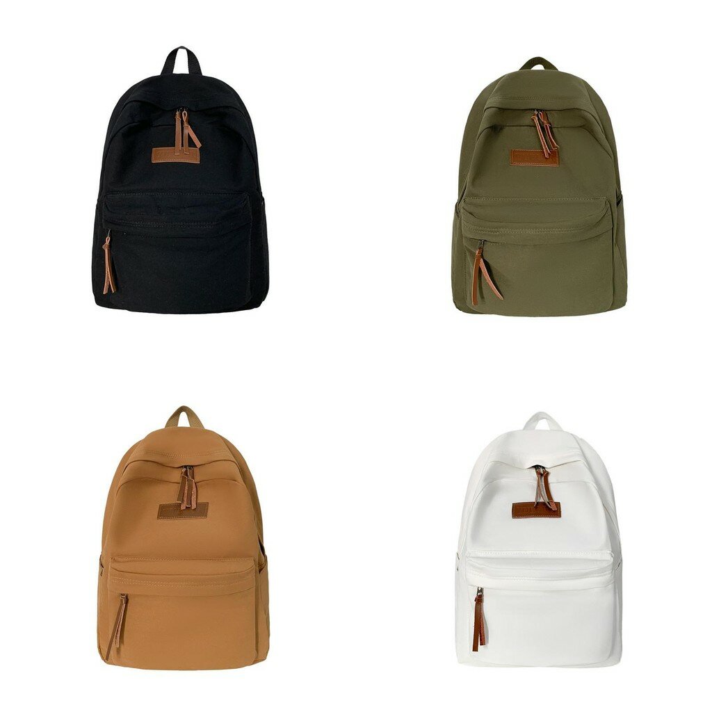 Backpack simple solid color letter decoration unisex style student — фото 1
