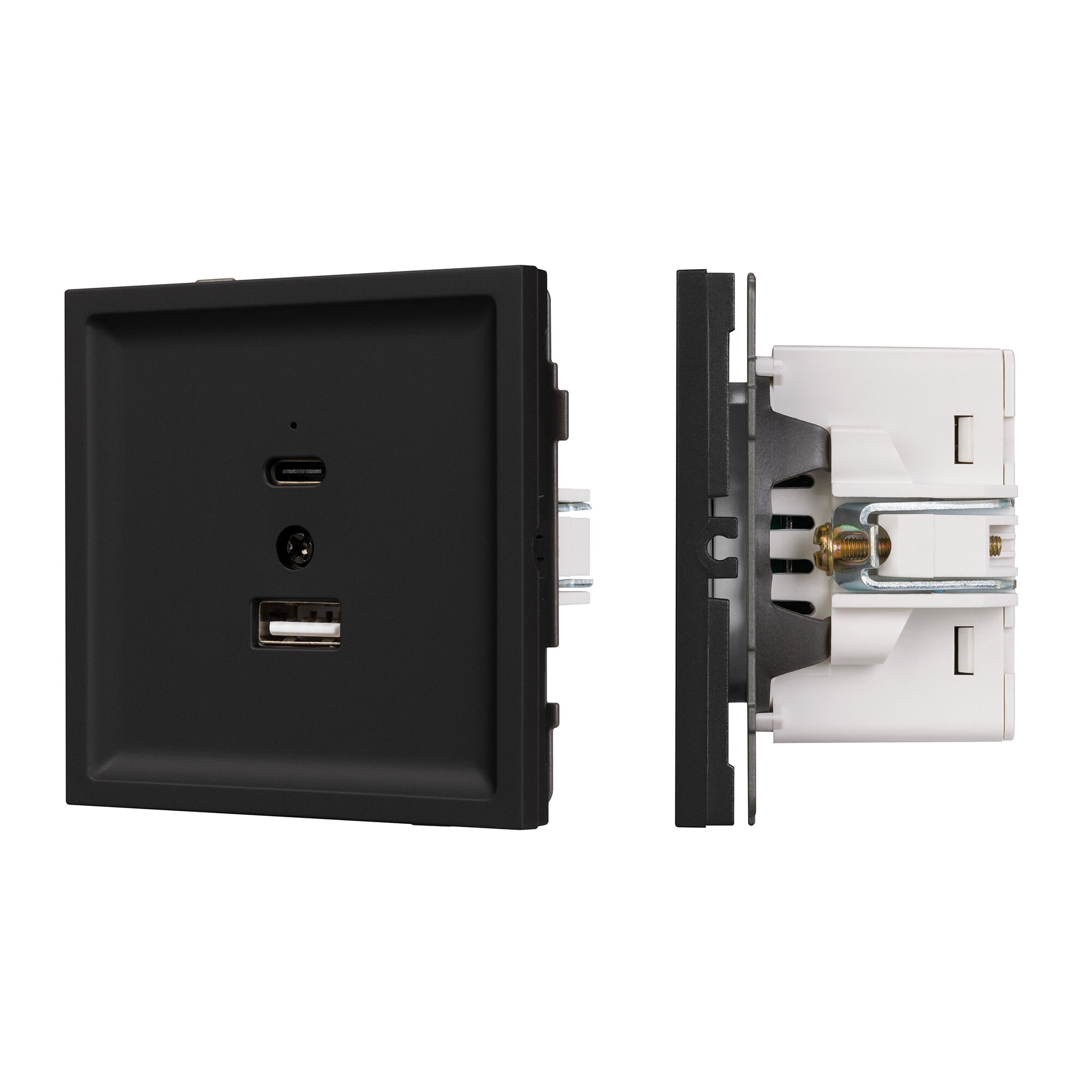Механизм USB розетки SCT-TENDO-MUAC-SFPL-BK (5V, 3A, QC3) (Arlight, Матовый черный) 054536