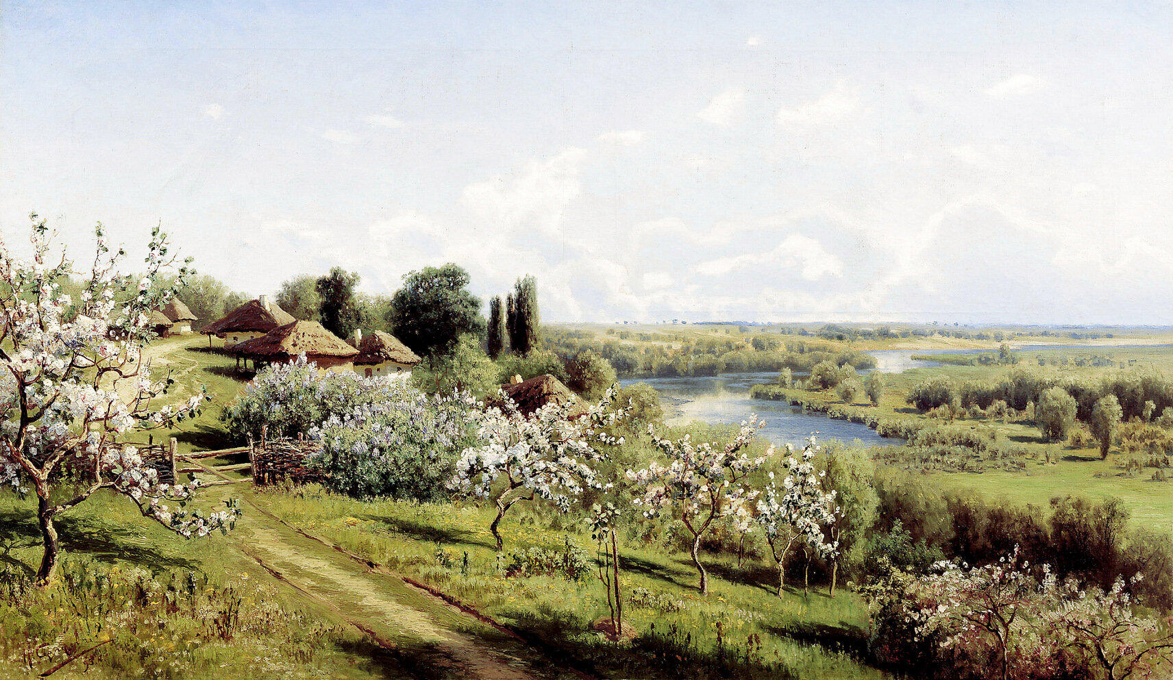 Картина Сергеева Николая Цветение яблони в Малой Руси 60х35 см