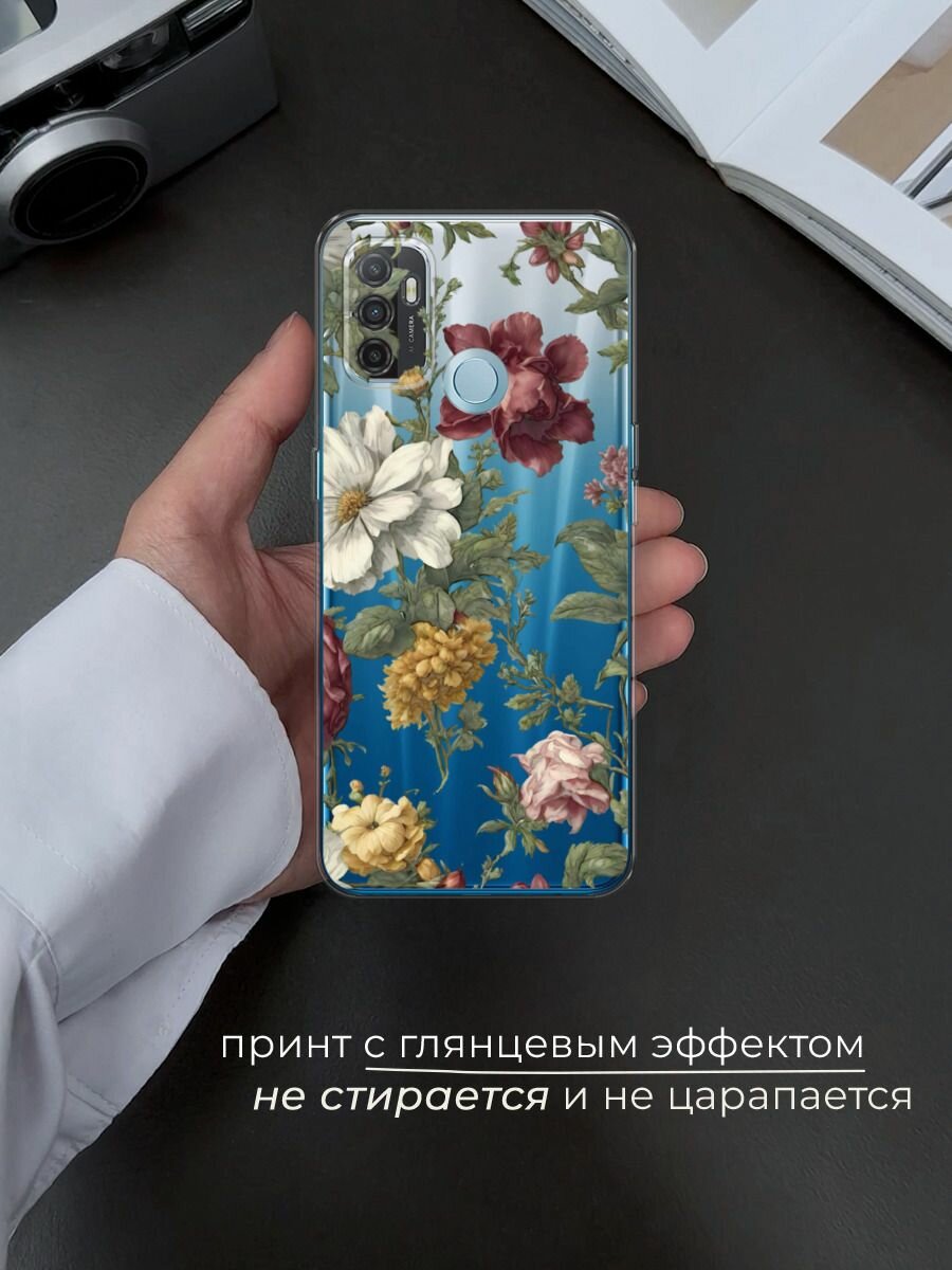 Силиконовый чехол на Oppo A53 / Оппо А53 с принтом Акварельные цветы 2 — фото 1