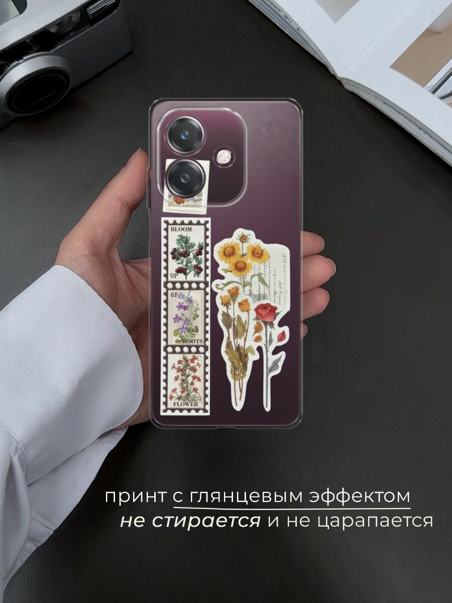 Чехол на Oppo A3/A3x / Оппо А3/A3x с принтом Марки с цветами — фото 1