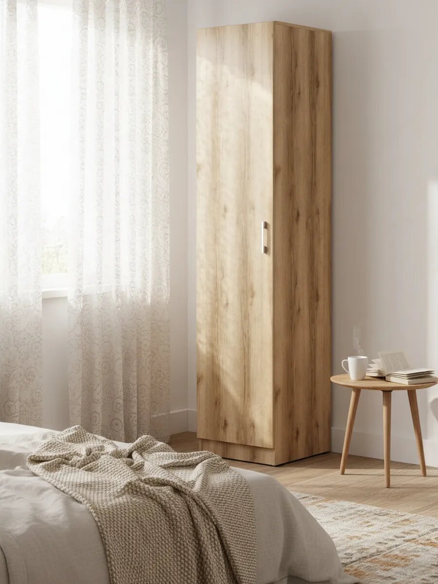 В спальню шкаф пенал FRESTER деревянный с полками для одежды, от производителя