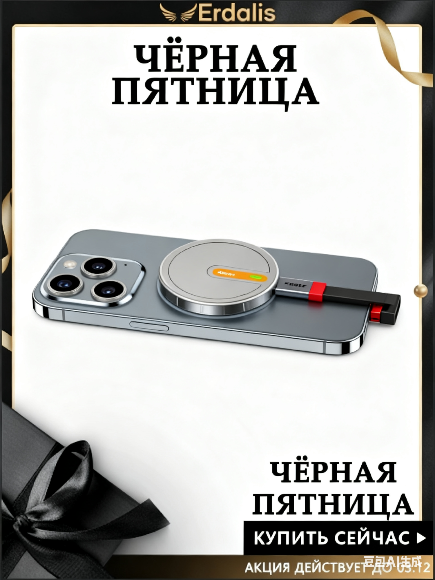 Магнитный SSD Бокс 2230 Для iPhone 15 Pro/Mac NVMe Type-C USB 3.2 (10 Гбит/с) Внешний накопитель с Алюминиевым Корпусом