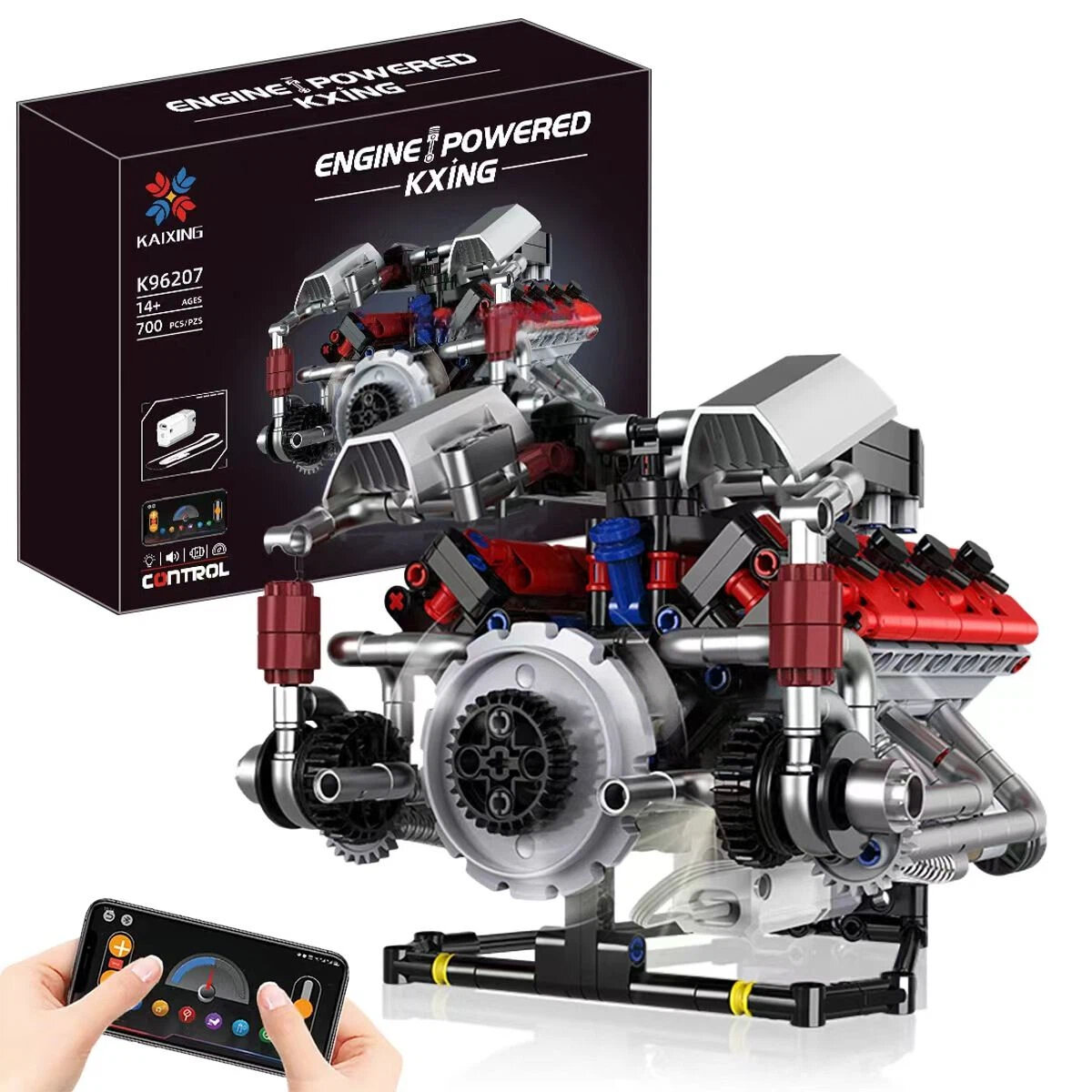 Конструктор Двигатель V8(700 деталей), игрушка автомобильный двигатель, конструктор для мальчика, Подарок для любителя механизмов