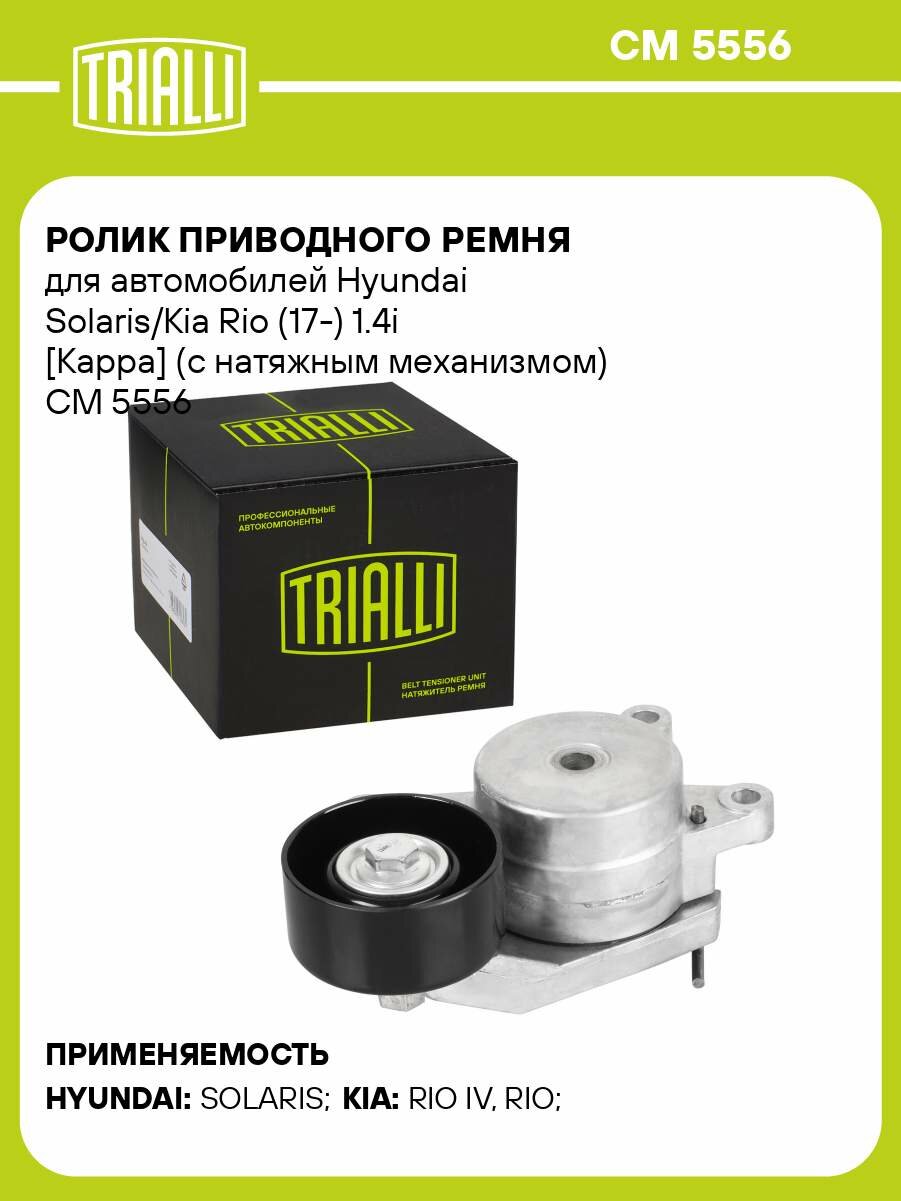 Ролик приводного ремня для автомобилей Hyundai Solaris/Kia Rio (17-) 1.4i [Kappa] (с натяжным механизмом) CM 5556 TRIALLI