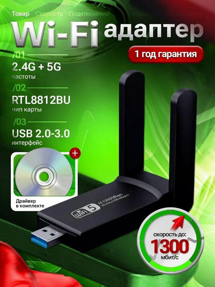 WI-FI адаптер для компьютера 5 ГГц / 2.4 ГГц усилитель wi-fi сигнала