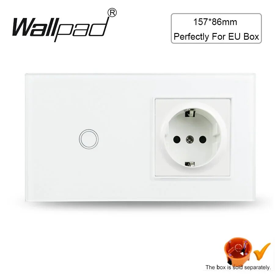 Wallpad Розетка EU, белый, 1 Gang 1 Way