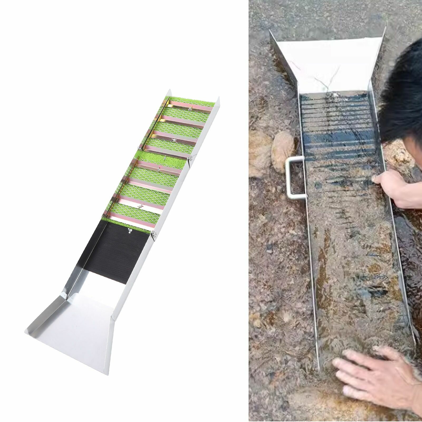 Набор инструментов для мойки ящиков для добычи золота, портативный складной 50-дюймовый, алюминиевый сплав