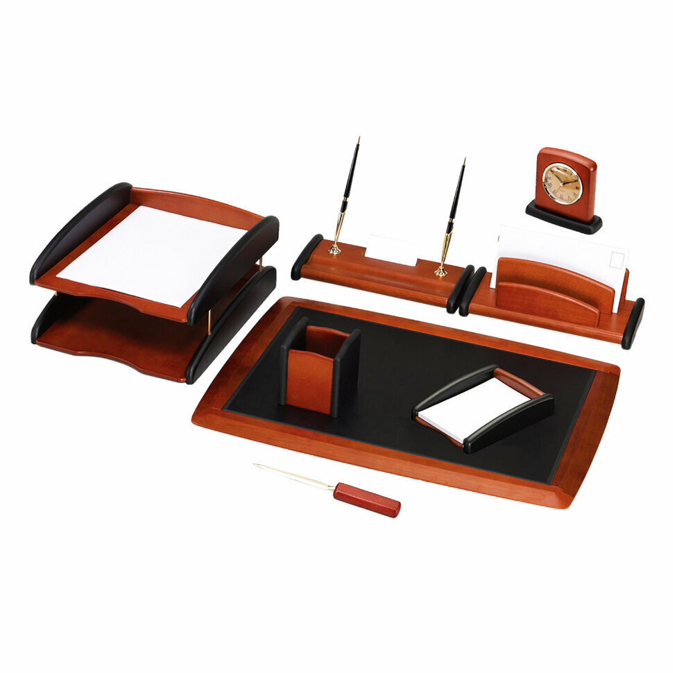 Набор настольный GALANT "Cayman" из дерева, 9 предметов, цвет "палисандр/чёрный", 238160, 238160